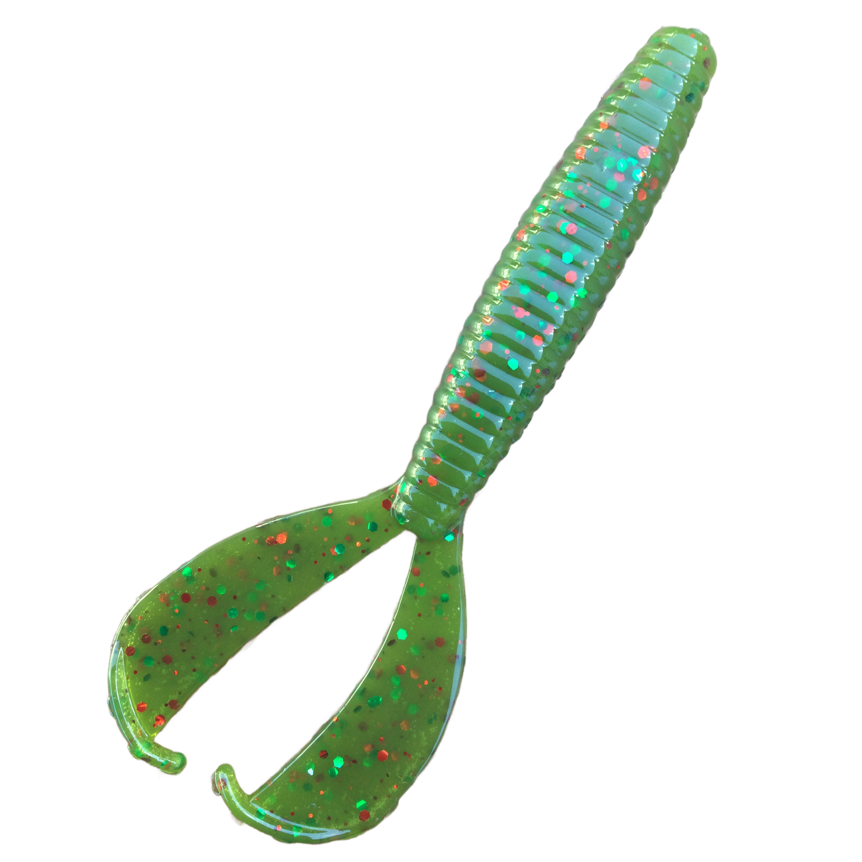 Watermelon Red Green Flake | 3.5" Bass Grub 8-Pack