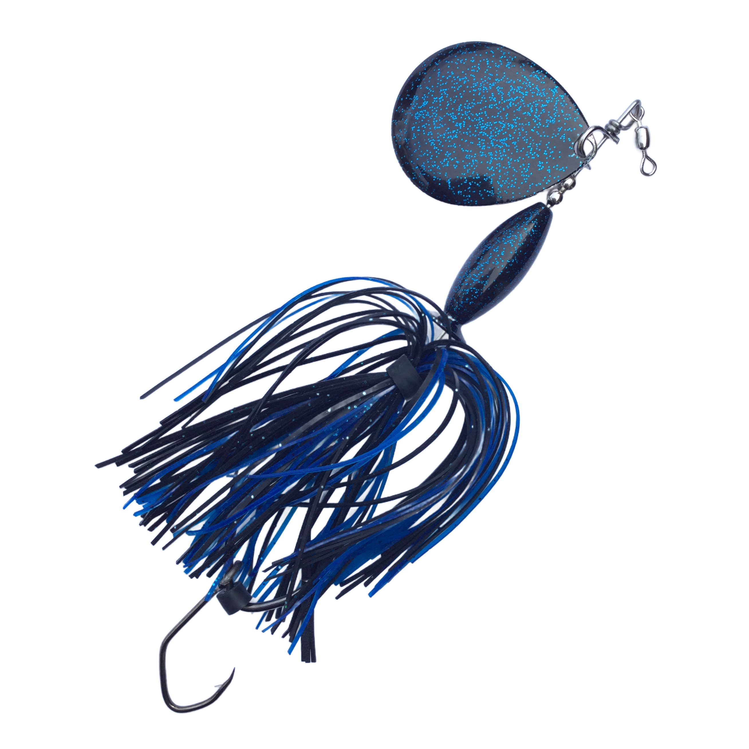Silver Black and Blue Spin Doctor - Bass Fishing Spinner